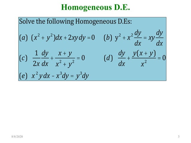 homogeneous Equation All Math Solved | PPTX | Physics | Science