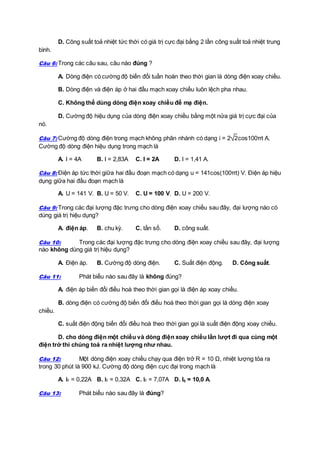 Đại cương về dòng điện xoay chiều | DOCX