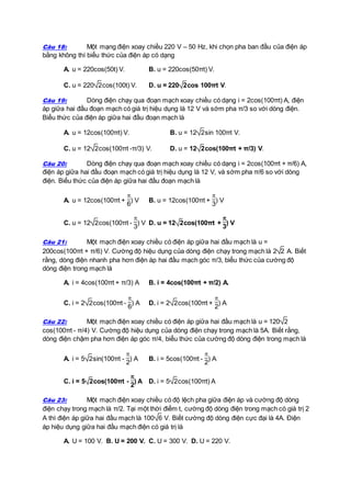 Đại cương về dòng điện xoay chiều | DOCX