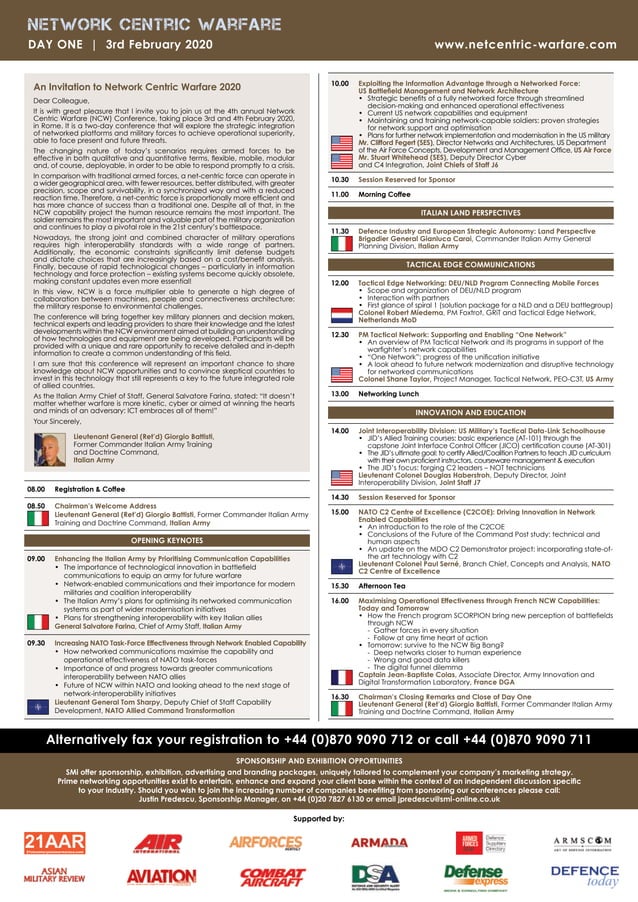 SMi Group's Network Centric Warfare 2020 conference | PDF | Computer Networking | Computing