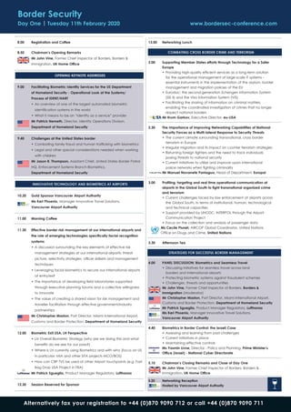 SMi Group's 13th annual Border Security 2020 conference | PDF