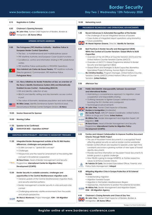 SMi Group's 13th annual Border Security 2020 conference | PDF