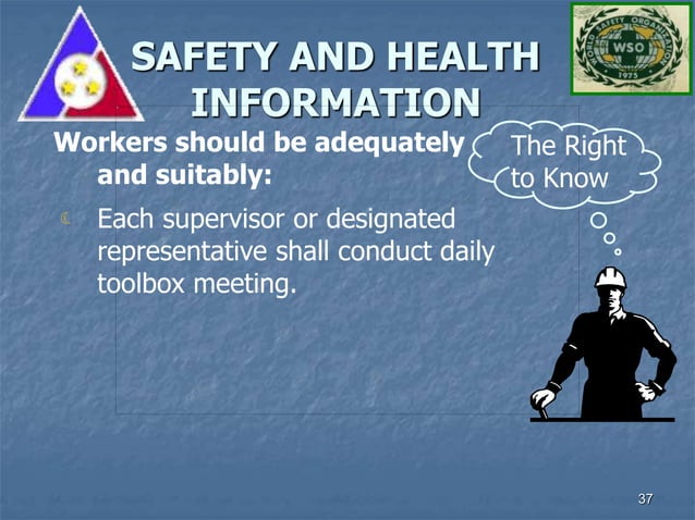 D.O. 13 Guidelines on Construction.ppt | First Aid | Injuries