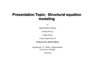 Structural equation modeling BY Abdul Rahim Chandio | PDF