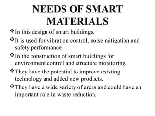 SMART MATERIALS USED IN CIVIL ENGINEERING | PPTX