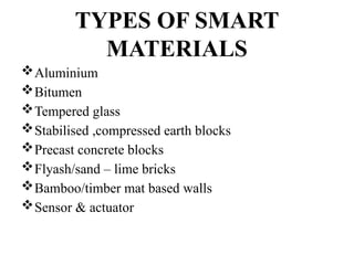 SMART MATERIALS USED IN CIVIL ENGINEERING | PPTX