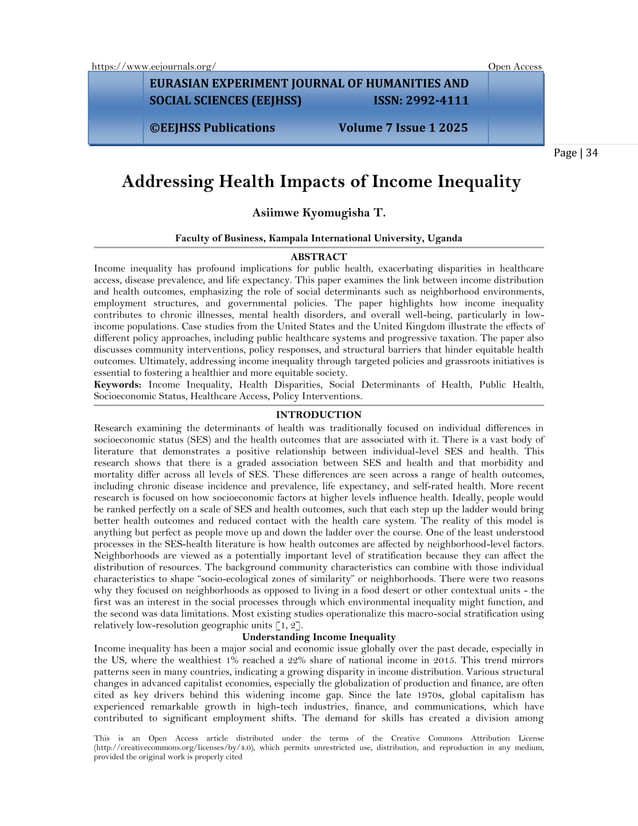 Addressing Health Impacts of Income Inequality (www.kiu.ac.ug) | PDF