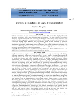 Cultural Competence in Legal Communication (www.kiu.ac.ug) | PDF