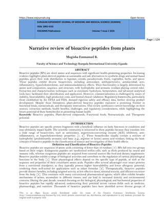Narrative review of bioactive peptides from plants (www.kiu.ac.ug) | PDF