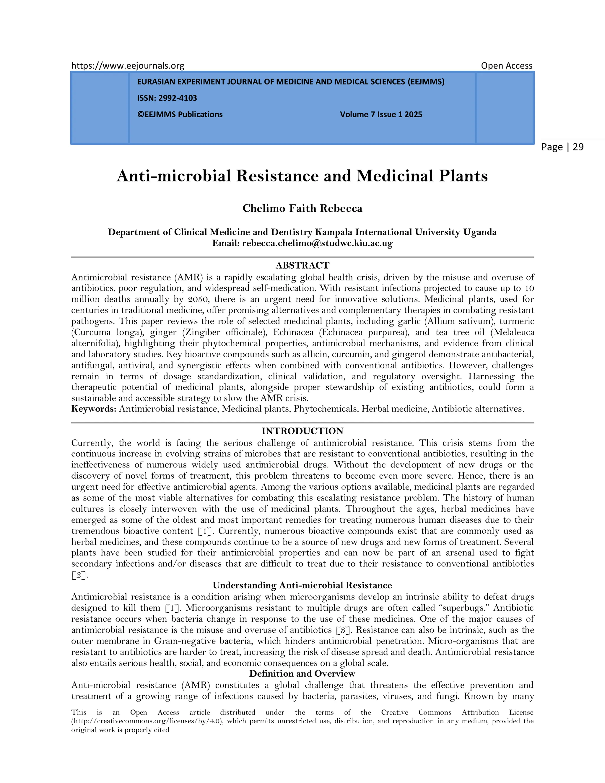 Anti-microbial Resistance and Medicinal Plants (www.kiu.ac.ug) | PDF