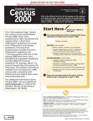 US Census 2000 Long Form | PDF