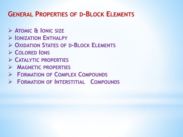 D block-elements | PPTX | Chemistry | Science