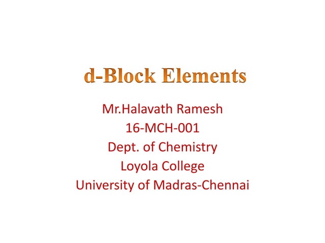 D Block Elements Ppt