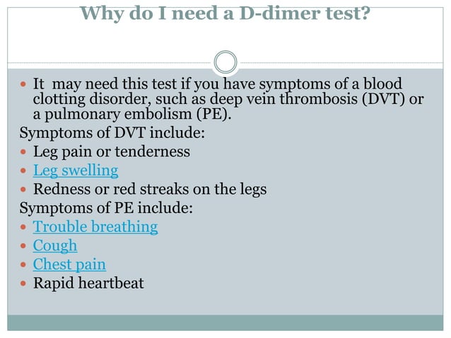 D dimer test and sample collection procedure | PPTX | Blood Disorders ...