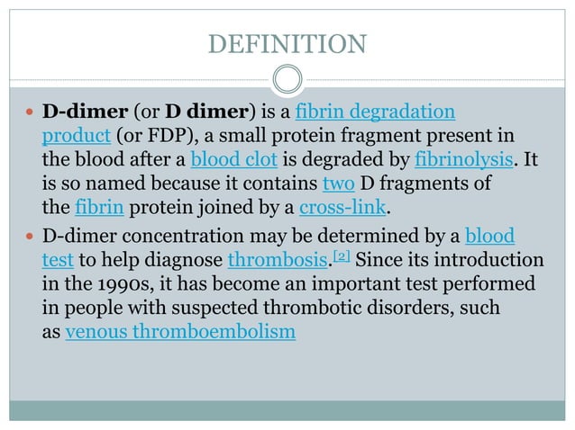 D dimer test and sample collection procedure | PPTX | Blood Disorders ...
