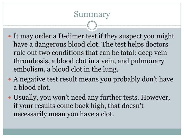 D dimer test and sample collection procedure | PPTX | Blood Disorders ...