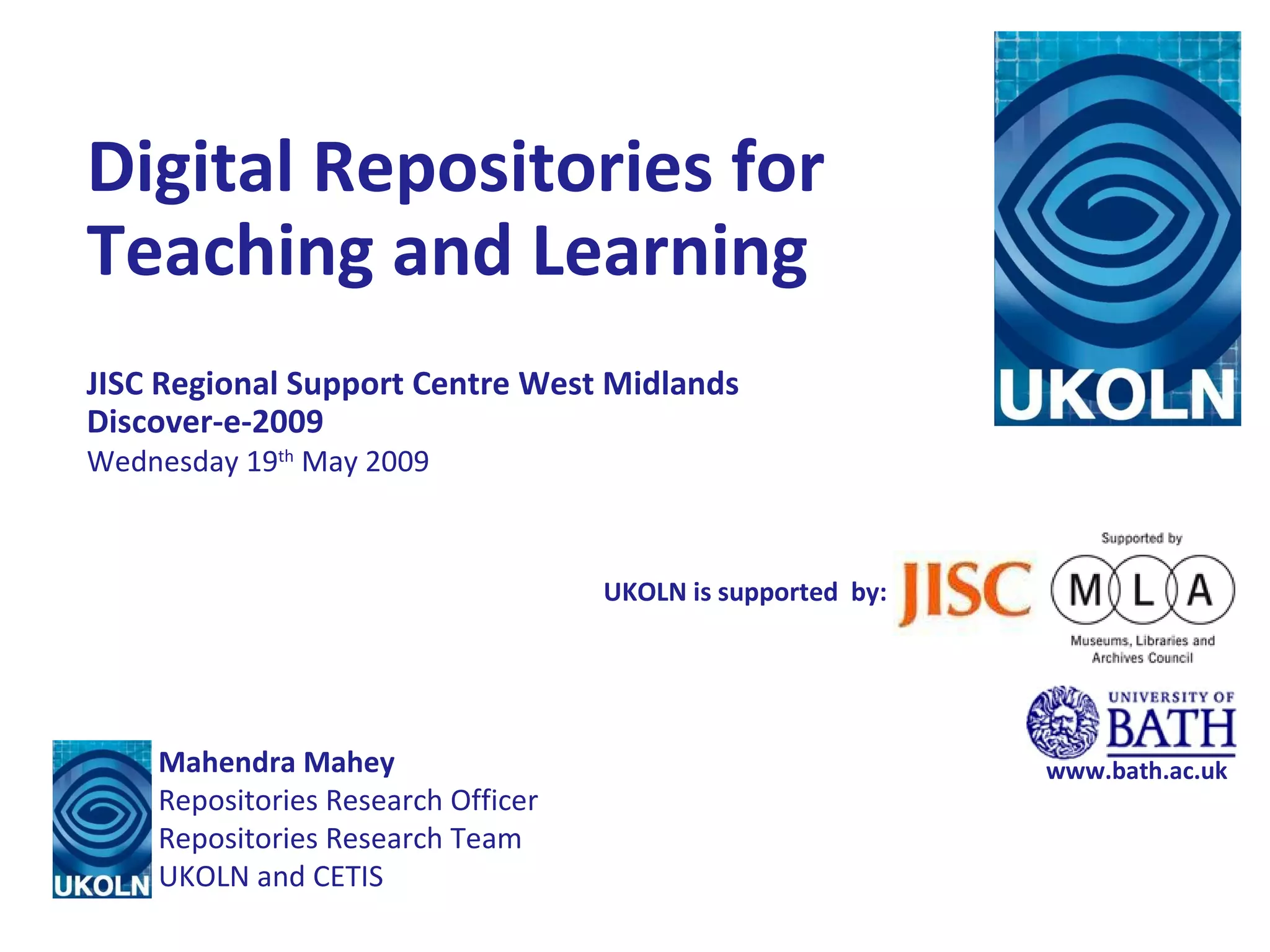 Digital Repositories in Teaching and Learning (ppt) | PPT