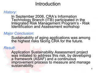 Application Sustainability Assessment Framework within the Canada ...