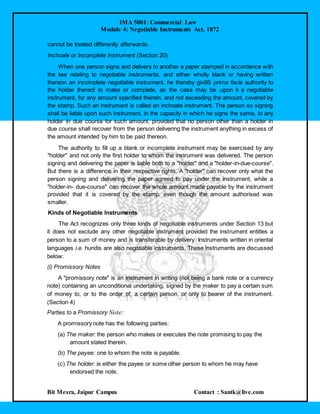 negotiable instrument act | DOCX
