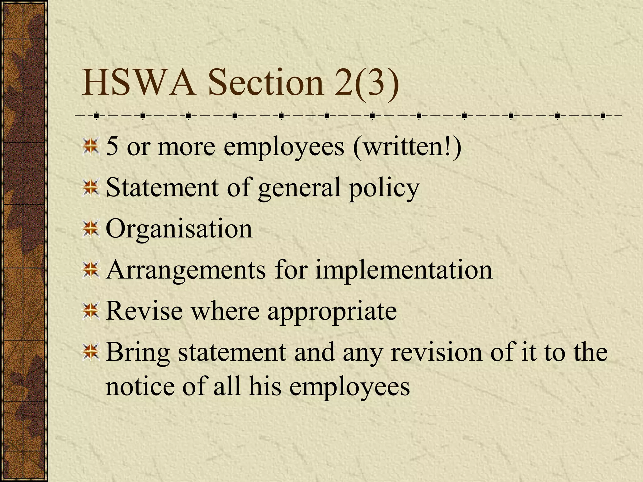 D Part 13 Health And Safety Policies | PPT | Free Download