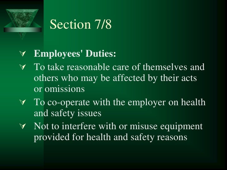 Employee Duties Under Health And Safety At Work Act 1974 at Harold ...