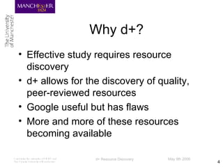 d+ Resource Discovery Tool | PPT
