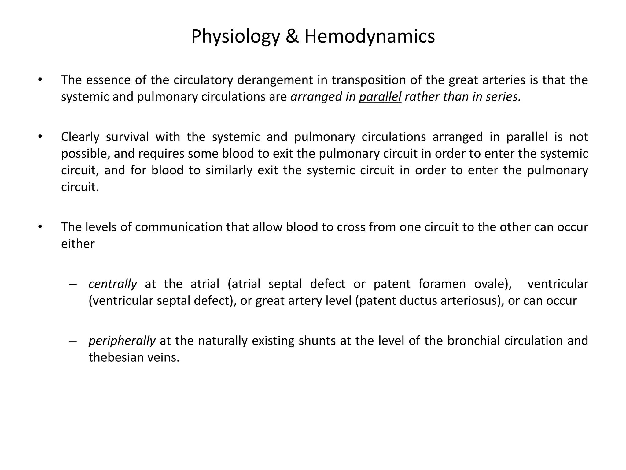 D tga, echo & hemodynamic features of | PPTX