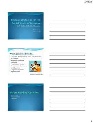 Literacy Strategies in the Social Studies Classroom | PDF