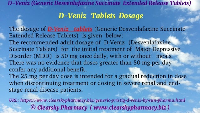 D-Veniz (Generic Desvenlafaxine Succinate Extended Release Tablets) | PDF