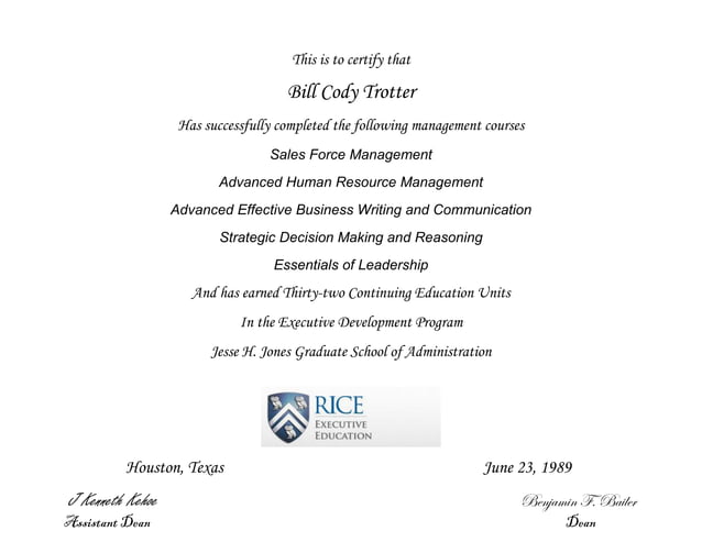 Rice University Certificate | PPT