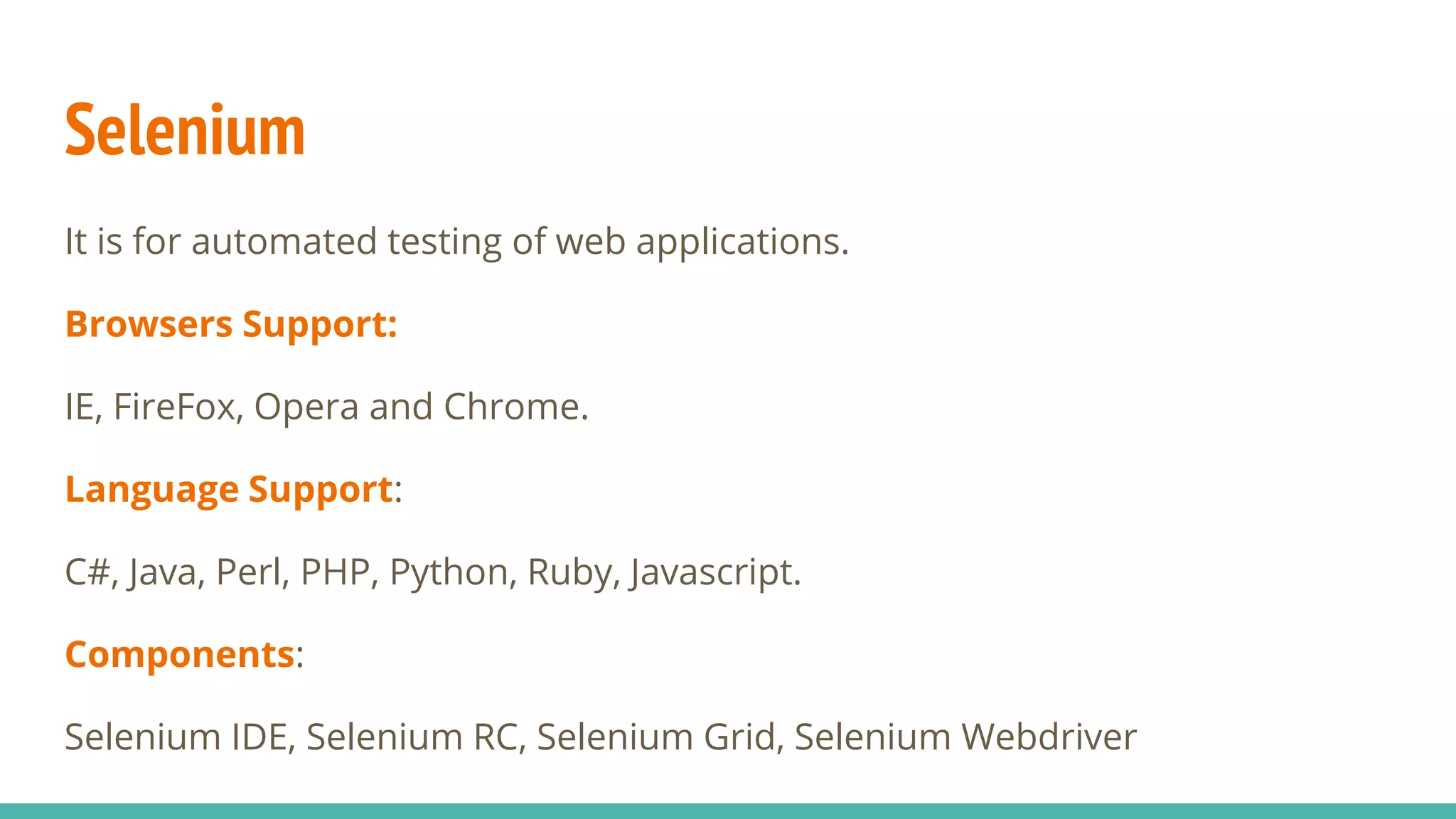 Selenium Webdriver | PPTX | Web Development | Internet