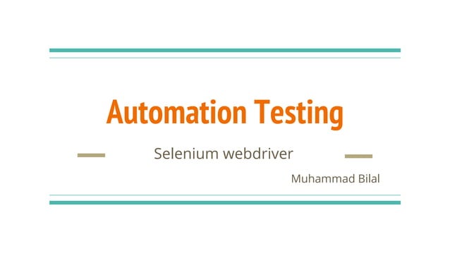 Selenium Webdriver | PPTX | Web Development | Internet
