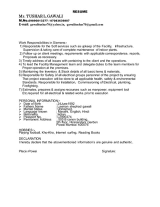 Tushar Resume | DOCX