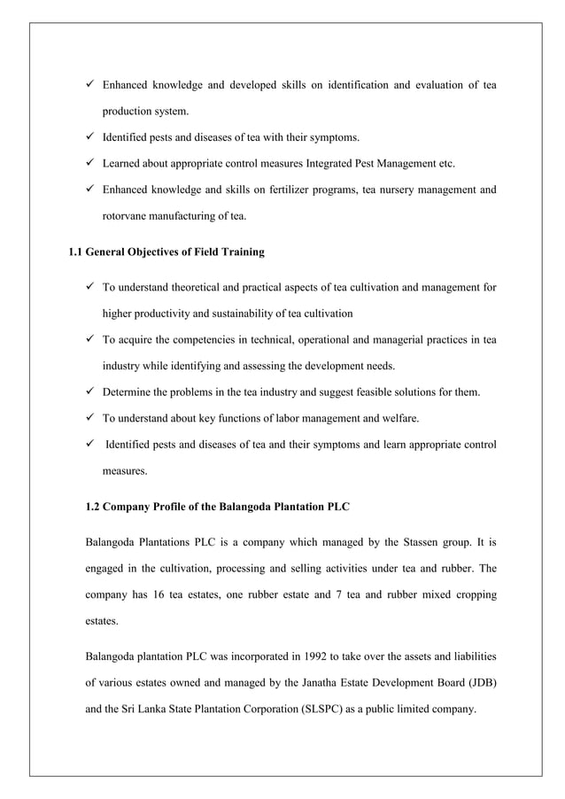 Field_Training_Report | PDF | Agriculture | Industries