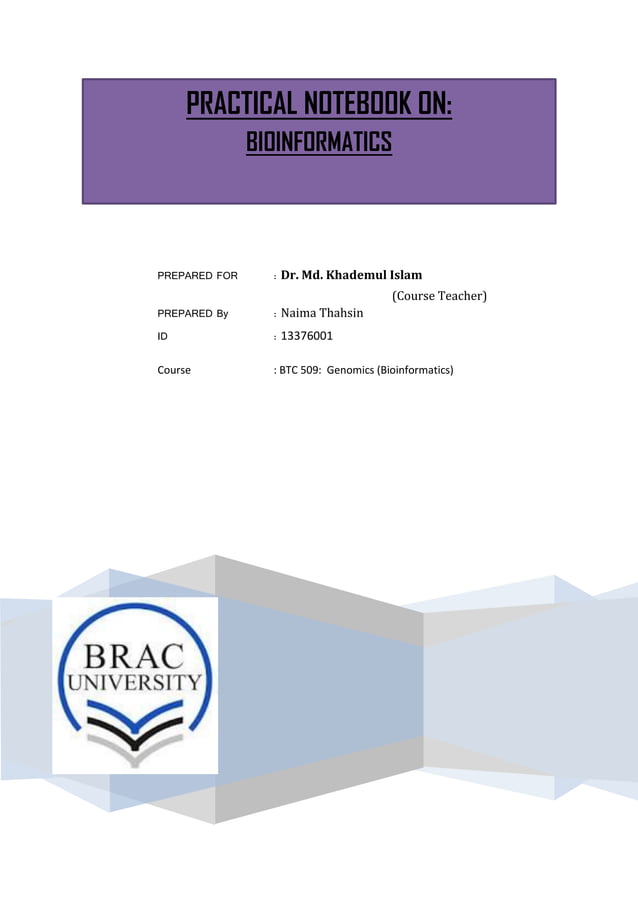 Bioinformatics.Practical Notebook | PDF