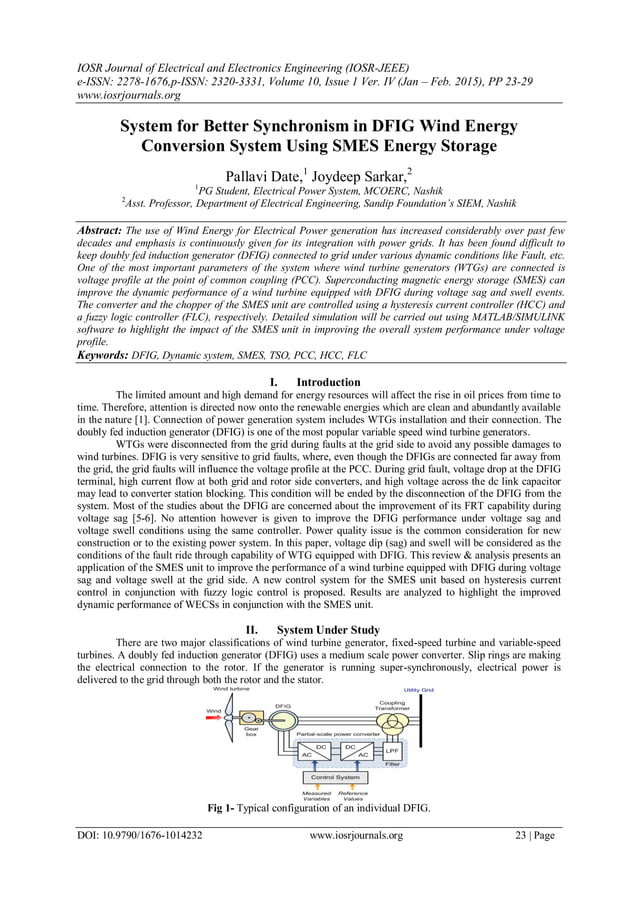 System For Better Synchronism In Dfig Wind Energy Conversion System