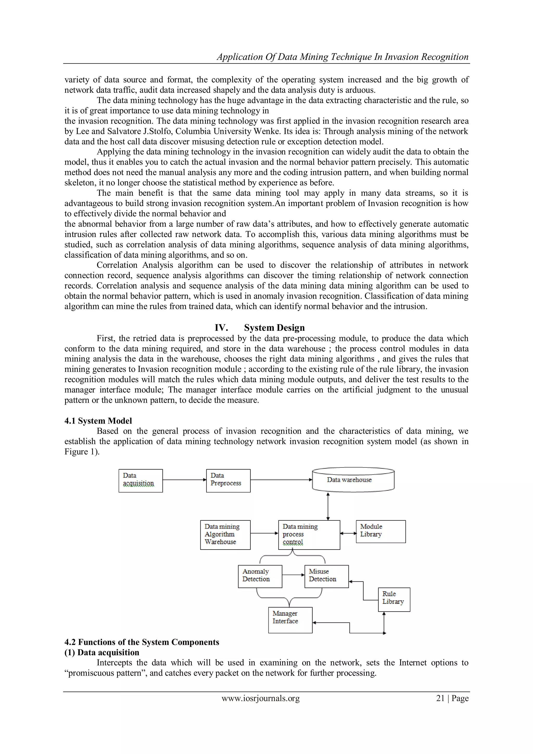 Application of Data Mining Technique in Invasion Recognition | PDF