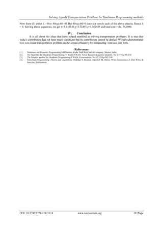 Solving Age-old Transportation Problems by Nonlinear Programming ...