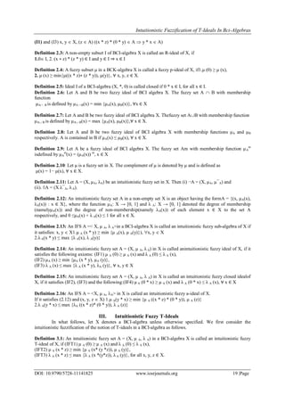 Intuitionistic Fuzzification of T-Ideals in Bci-Algebras | PDF