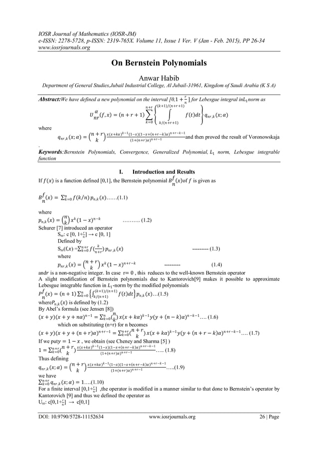 On Bernstein Polynomials | PDF