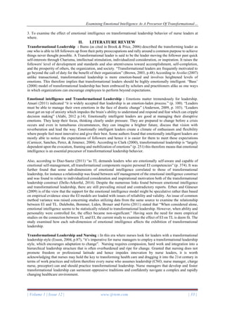 Examining Emotional Intelligence as A Precursor of Transformational ...