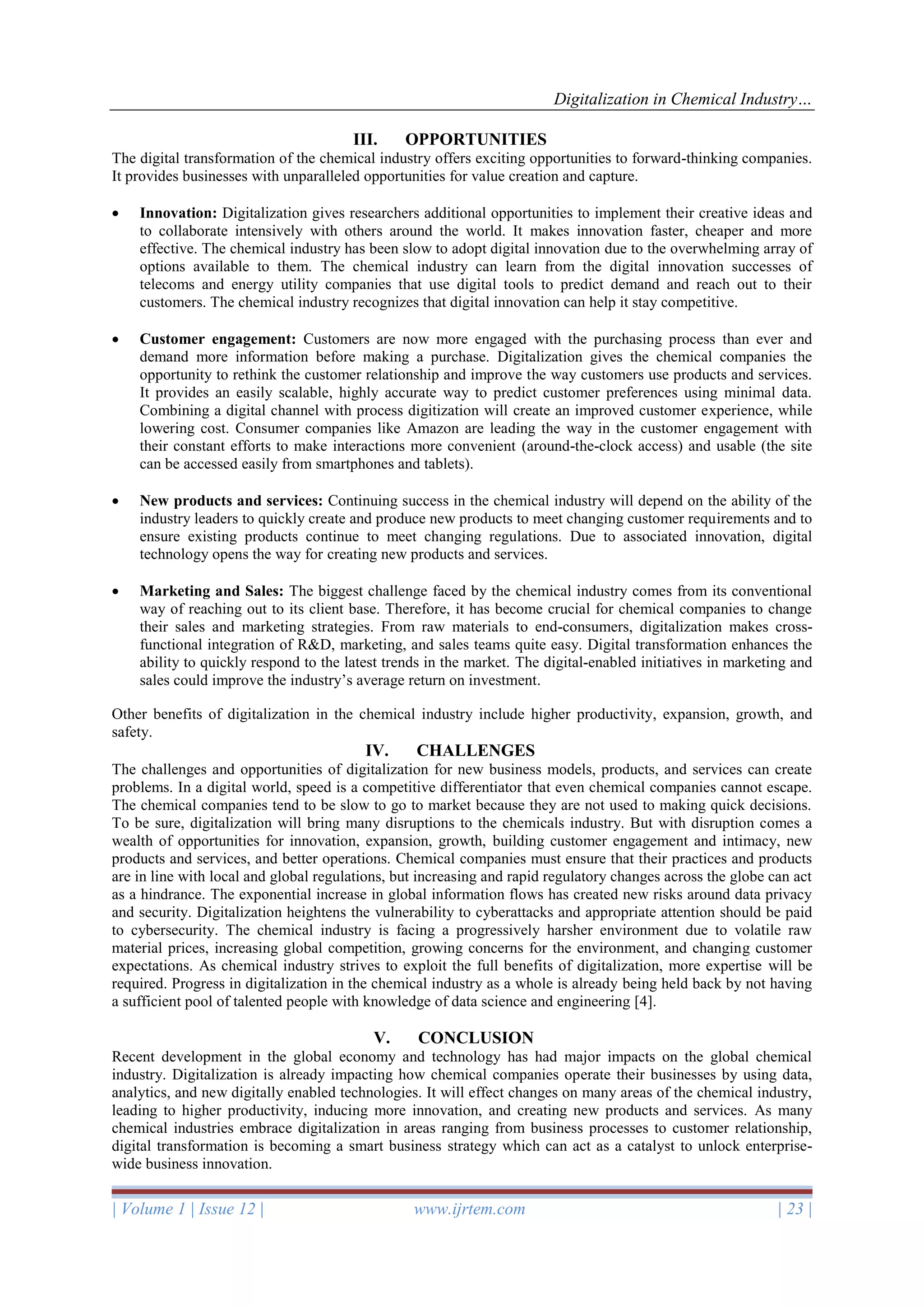 Digitalization in Chemical Industry | PDF