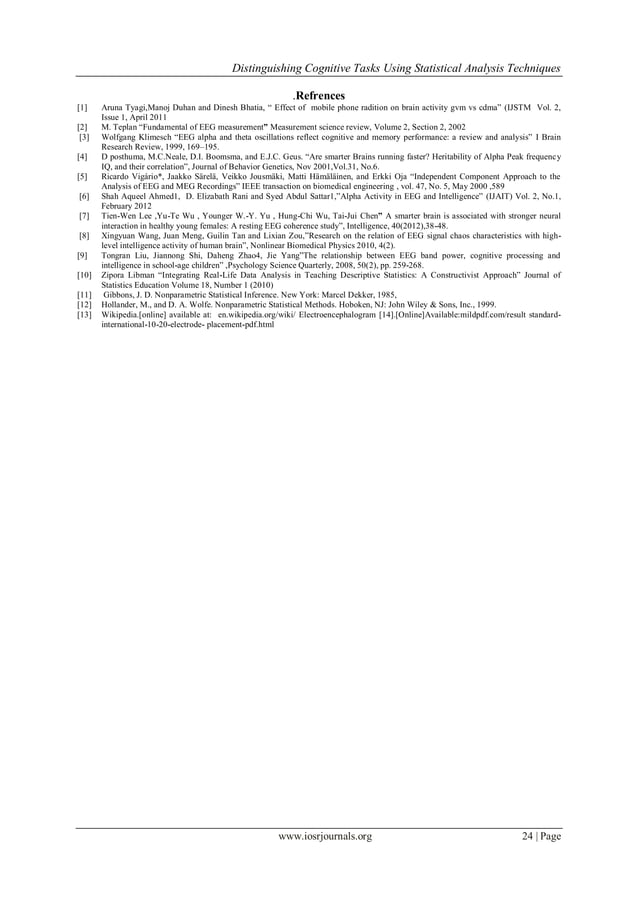 Distinguishing Cognitive Tasks Using Statistical Analysis Techniques | PDF | Brain and Nervous ...