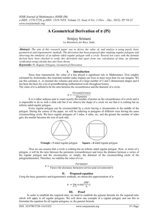 A Geometrical Derivation of π (Pi) | PDF