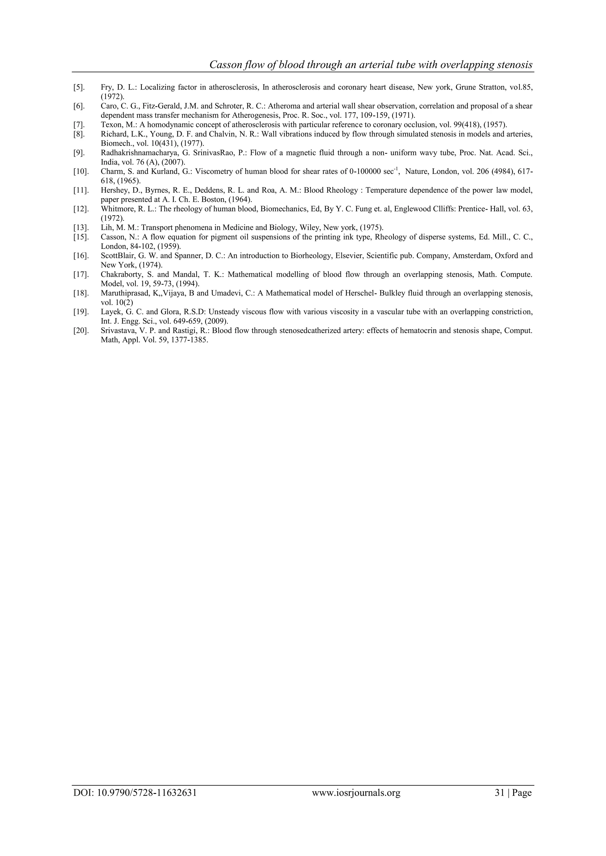 Casson flow of blood through an arterial tube with overlapping stenosis ...