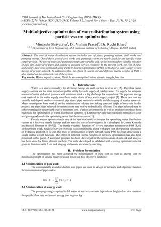 Multi-objective optimization of water distribution system using particle swarm optimization ...