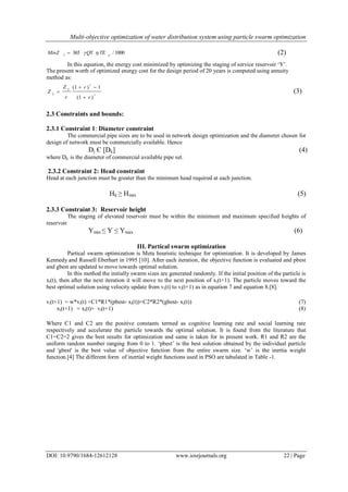 Multi-objective optimization of water distribution system using particle swarm optimization ...