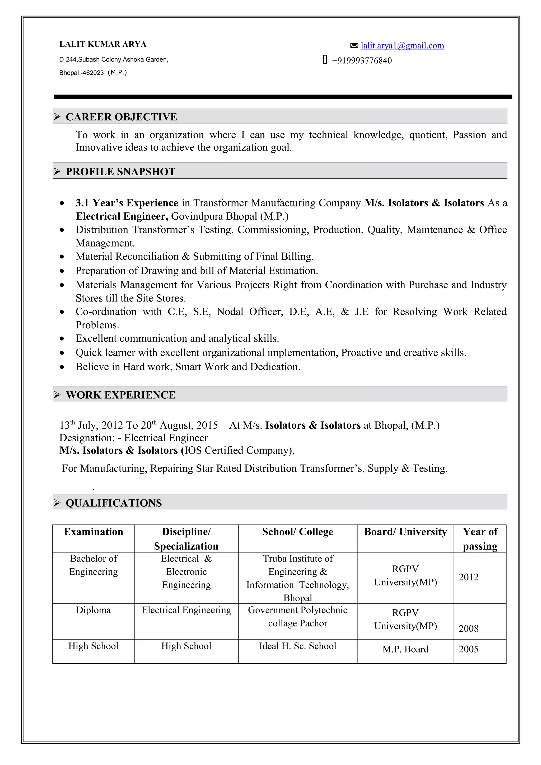 Lalit Resume 915 | PDF