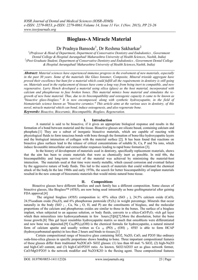 Bioglass-A Miracle Material | PDF | Oral care | Personal Care