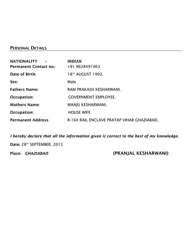 PRANJAL RESUME 2 (1) | PDF | Free Download